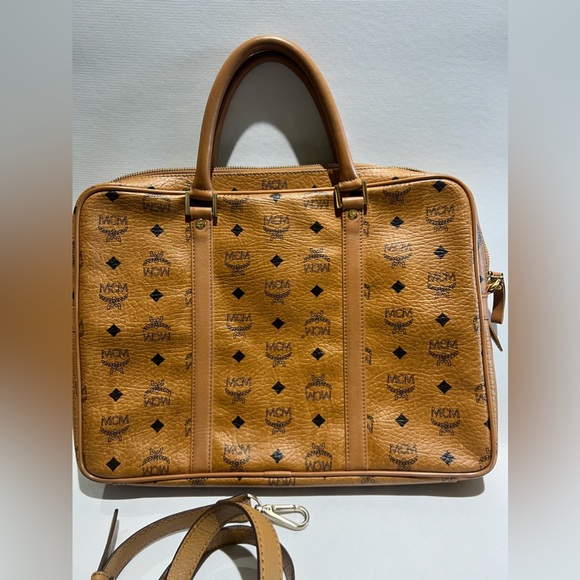 MCM | Bags | Mcm Cognac Visetos Laptop Case | Poshmark